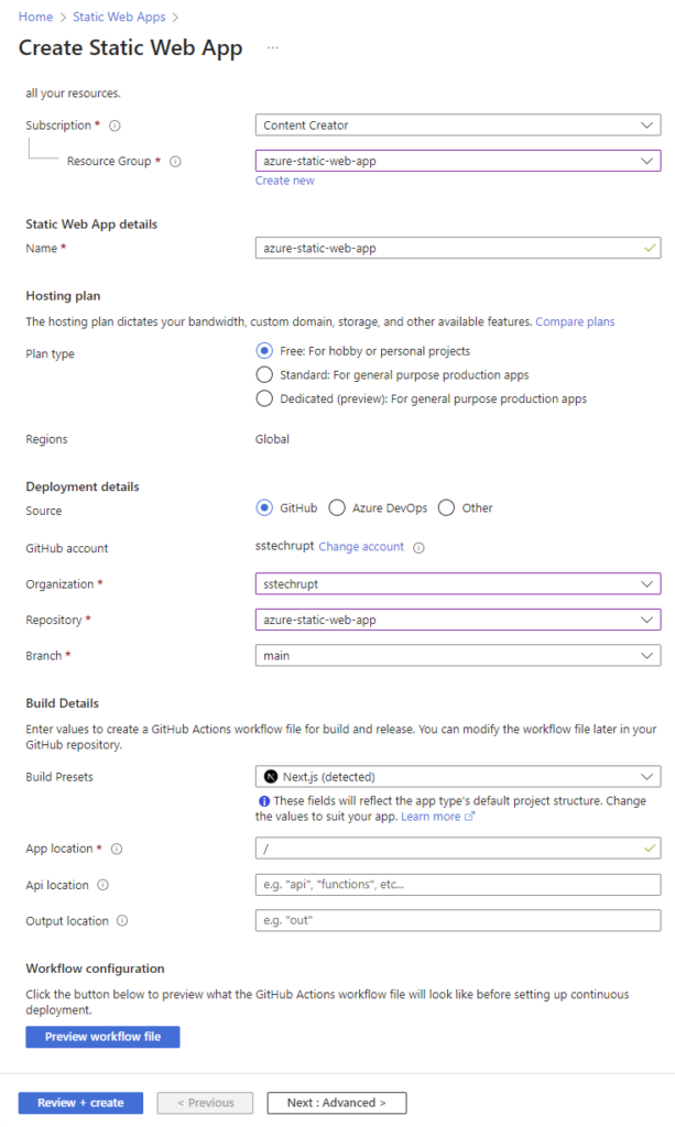 Hosting Next.JS Static Websites on Azure Static Web App - Parveen Singh